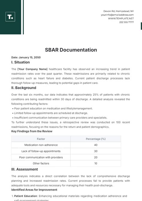 Free Sbar Documentation Template To Edit Online