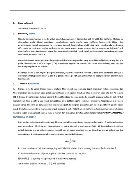 E Coli Andcoliform Membrane Filtration Pdf