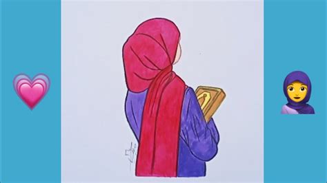 رسم بنت محجبة 💗🧕🏻 مع محاضرة Youtube