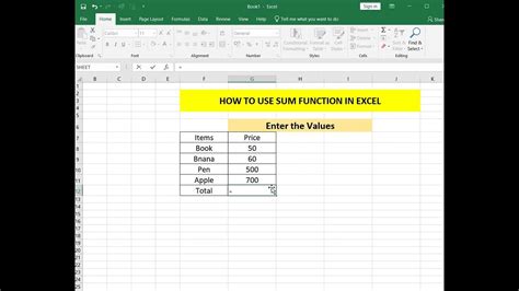 How To Use Sum Function In Excel Shorts Excel Exceltips Ms Excel