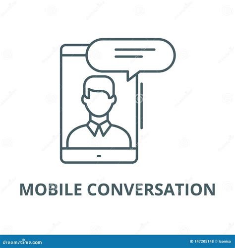 Mobile Conversation Vector Line Icon Linear Concept Outline Sign Symbol Stock Vector