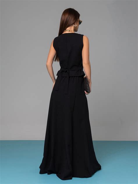 Чорний лляний костюм з довгою спідницею 14627 за 1427 грн купити з колекції Pink Dream