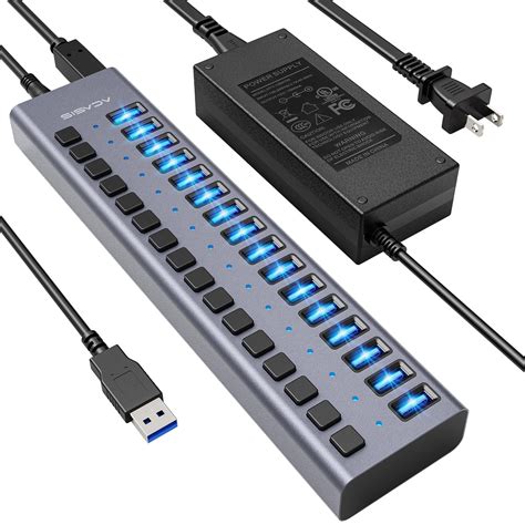 buy 90w powered usb hub acasis 16 ports usb 3 0 data port aluminum