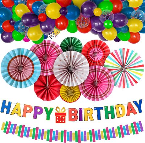 Katchon Rainbow Happy Birthday Decorations Set Pack Of
