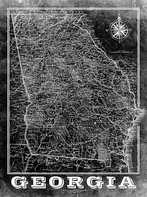 Vintage Road Map Black And White