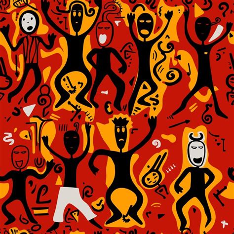 Premium Vector Seamless Abstract Minimalism Vectors Art With Primary Color Shapes And People