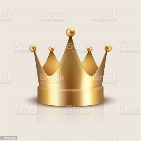 벡터 3d 현실적인 황금 왕관 아이콘 근접 촬영이 격리되었습니다 노란색 금속 크라운 디자인 템플릿입니다 골드 로얄 킹 크라운