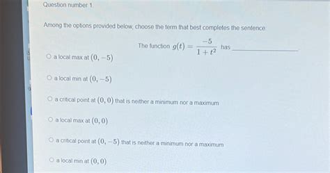 Solved Question Number 1among The Options Provided Below