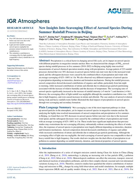 New Insights Into Scavenging Effect Of Aerosol Species During Summer