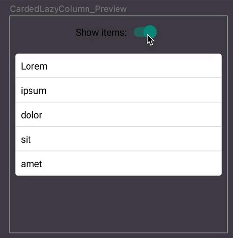 Android How To Create A Card With A Lazy Vertical List Of Items That