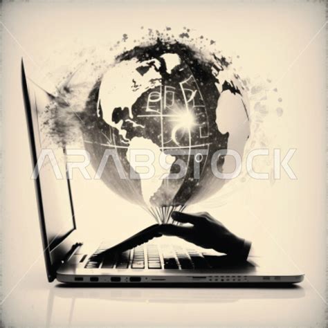 Laptop With World Map Globe Modern Technology Future Technology Photo