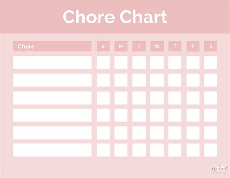 Chore Chart Landscape Pink Etsy