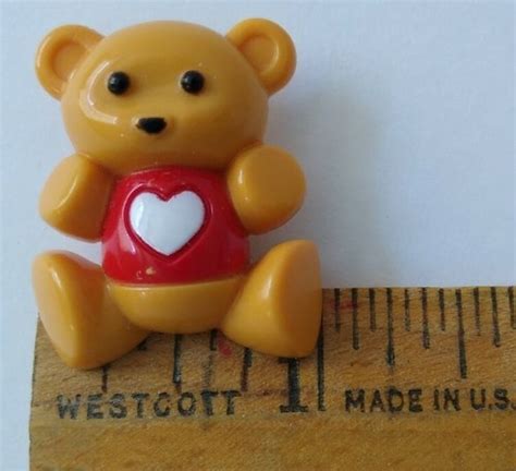 Avon Teddy Bear Pin Brooch Heart Shirt Valentines Day Plastic Love Red