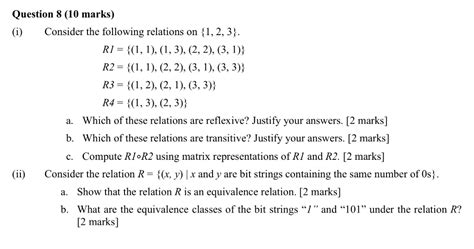 Solved Question 8 10 Marks I Consider The Following