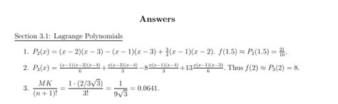 Solved Section 31 Lagrange Polynomials 1 Construct The