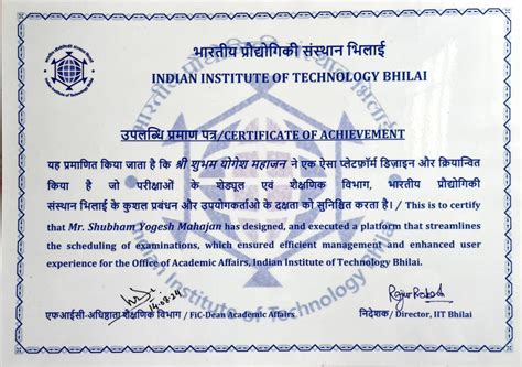 Achievement Technology Innovation Examinationscheduler Iitbhilai