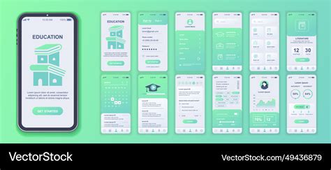 Education Mobile App Interface Screens Template Vector Image