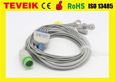 Medical Reusable Biolight 5 Leadwire Round 12pin 5leads Ecg Cable For Patient Monitor
