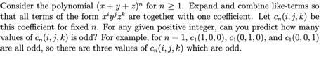 Consider The Polynomial X Y Z N ﻿for N≥1 ﻿expand