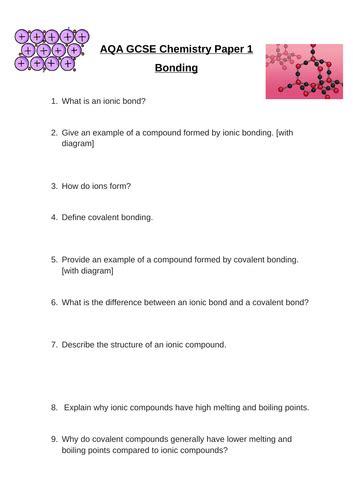Aqa Structure And Bonding Questions Teaching Resources