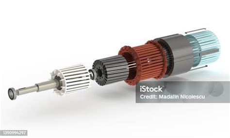 Stator And Rotor Exploded View Presentation For Electric Motor 3d