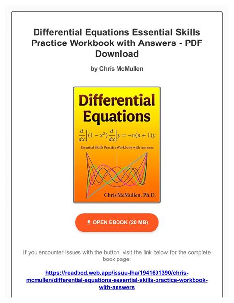 Free Pdf Differential Equations Essential Skills Practice Workbook With Answers By Chris