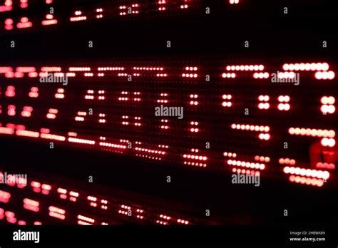 Multi Line Scrolling Message LED Display Selective Focus Stock Photo