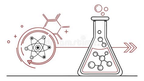 Science Flask Illustration With Molecule Structure And Arrows Vector Design Generative Ai Stock
