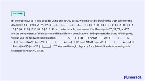 Solved Draw The Logic Diagram Of A 2 To 4 Line Decoder Using A Nor