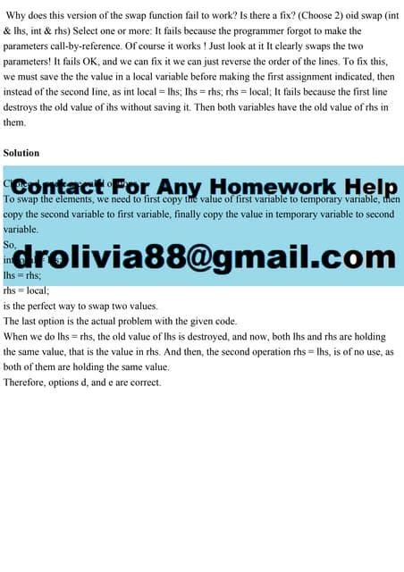 Why Does This Version Of The Swap Function Fail To Work Is There A Fpdf