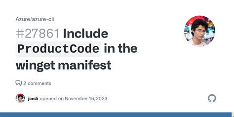 Include `productcode` In The Winget Manifest · Issue 27861 · Azure