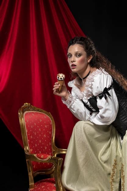 Free Photo Side View Woman Posing With Ice Cream