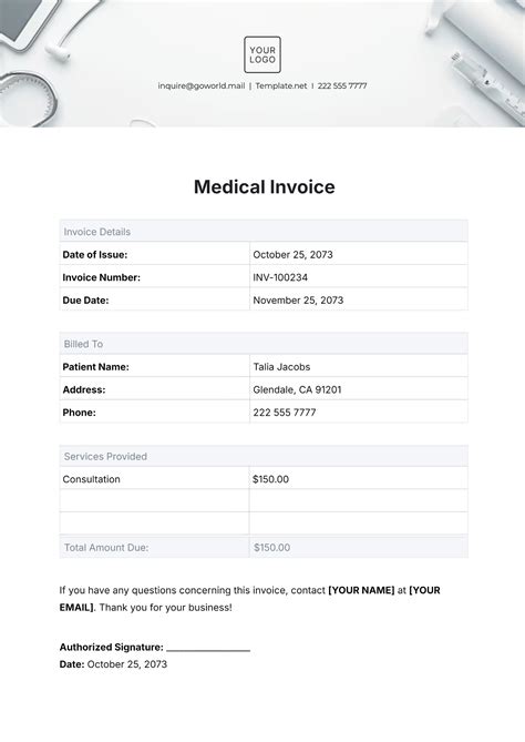 Free Patient Invoice Template To Edit Online