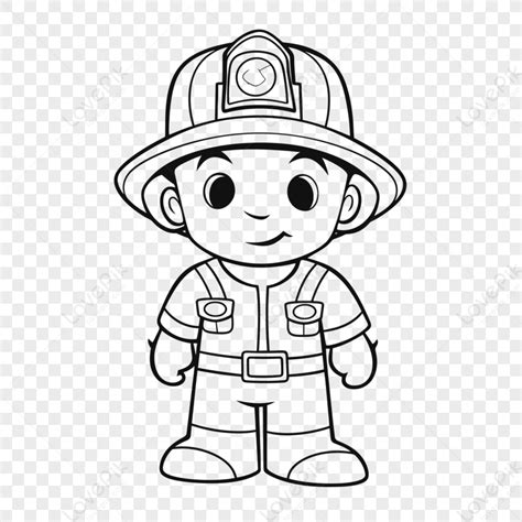 귀여운 만화 소방관 색칠 페이지 개요 스케치 드로잉 벡터신발류소매 Png 일러스트 무료 다운로드 Lovepik