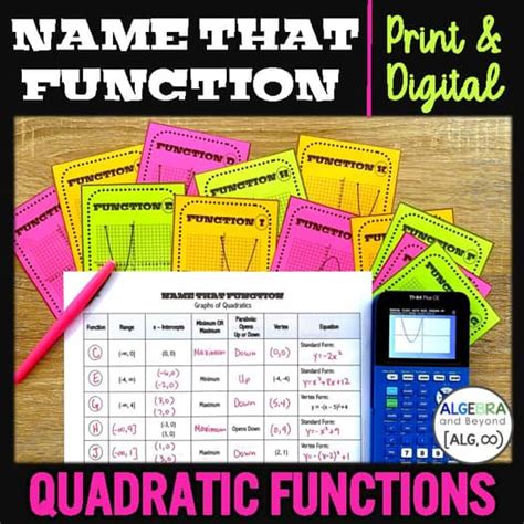 Attributes Of Quadratic Function Graphs Review Activity Practice Worksheets