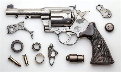 An Exploded View Of A Revolver Showcasing Gun Premium Ai Generated Image