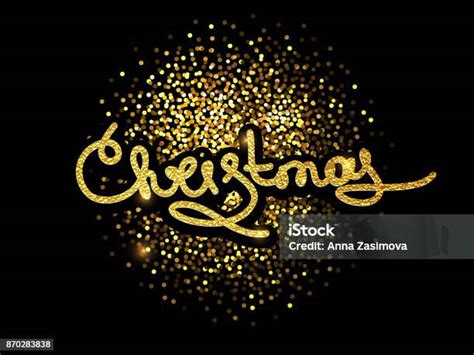 메리 크리스마스 글자 인사말 카드 휴가입니다 금 빛나는입니다 눈송이 패턴으로 장식 장식입니다 골든 색종이 폭포 서 예 크리스마스 레터링입니다 벡터 일러스트 레이 션
