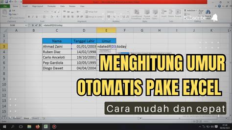 Cara Menghitung Umur Usia Di Microsoft Excel YouTube