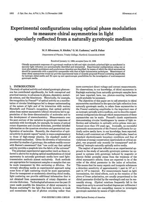 Pdf Experimental Configurations Using Optical Phase Modulation To