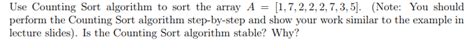 Solved Use Counting Sort Algorithm To Sort The Array