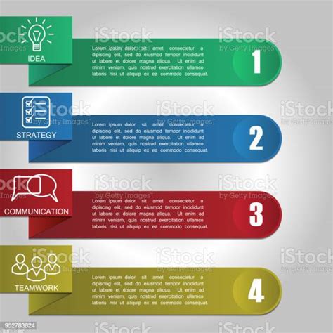 4 옵션 인포 그래픽입니다 현대 벡터 일러스트입니다 워크플로 레이아웃 웹 디자인 다이어그램 번호 옵션에 사용할 수 있습니다 0명에 대한 스톡 벡터 아트 및 기타 이미지