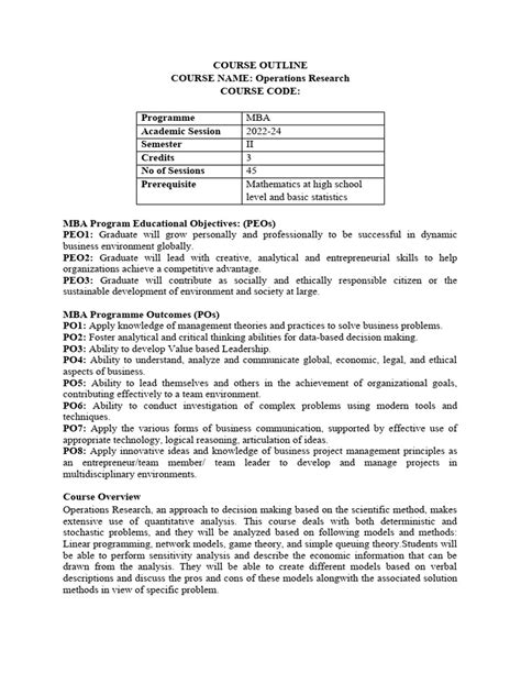Operations Research Outline Updated Pdf Mathematical Optimization