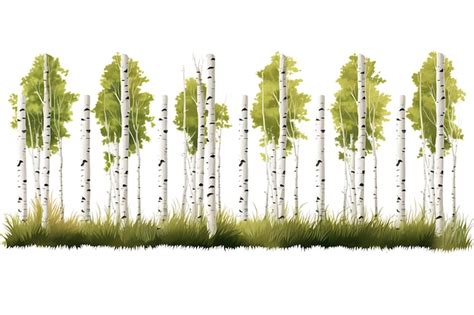 Premium Ai Image Isolated Of Birch Tree Fence Line Up With Horizontal Pale White And Silv On