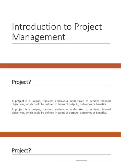 Lecture 1 Introduction To Project Management Pdf Project