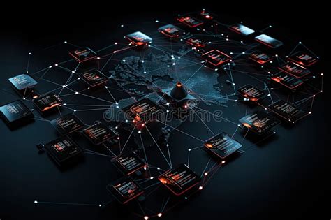 Screen With Network Topology And Threats Cyber Security Data Protection Business Technology