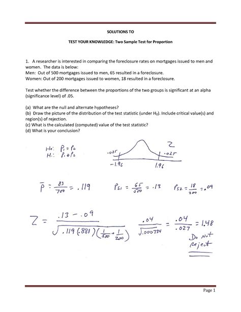 Two Sample Proportion Done Now SOLUTIONS TO TEST YOUR KNOWLEDGE Two Sample Test For