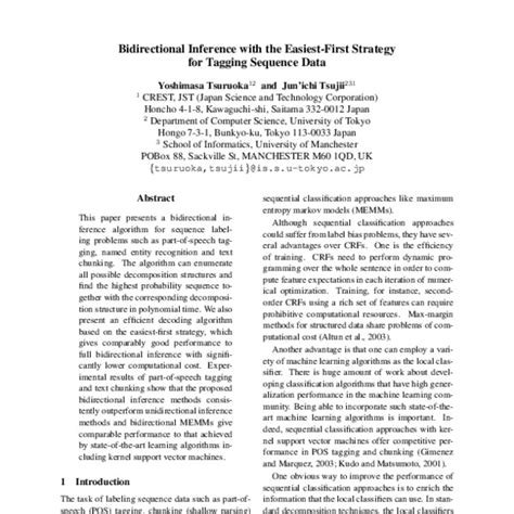 Bidirectional Inference With The Easiest First Strategy For Tagging