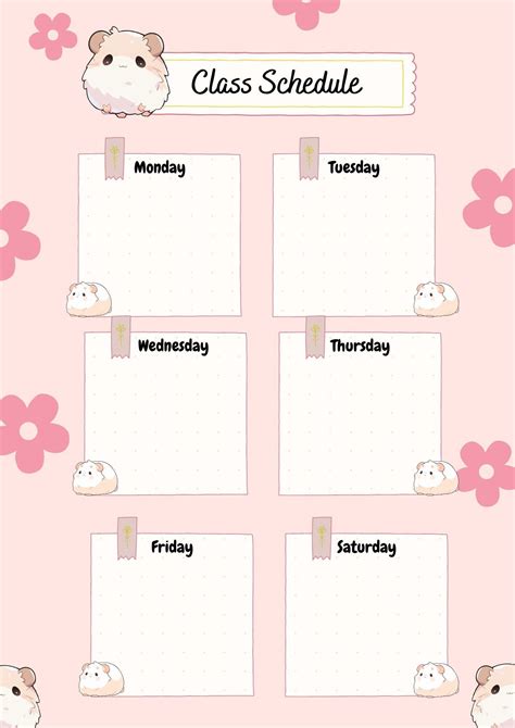 Editable School Schedule For Girls School Supplies Theme Printable