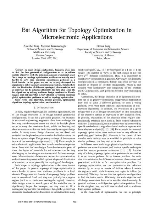 Pdf Bat Algorithm For Topology Optimization In Microelectronic