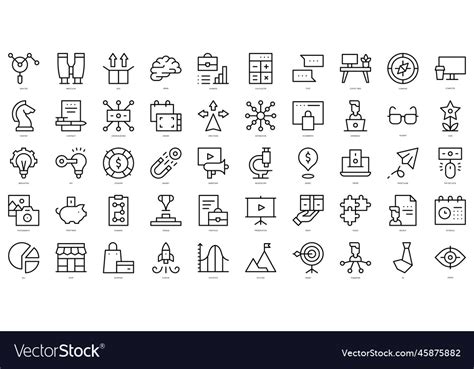 Set Of Simple Outline Startups Icons Thin Line Vector Image